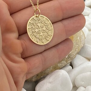 14k Solid Gold Cross Coin Necklace, Personalized Cross for Protection ...