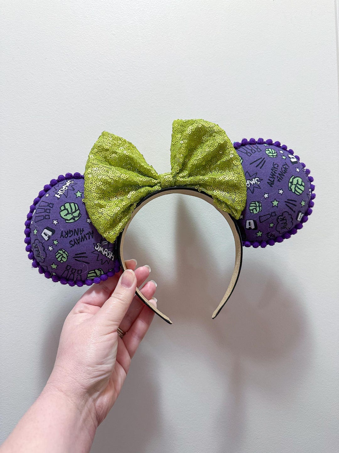 Handmade the Hulk Mouse Ears | the Incredible Hulk Mouse Ears | Purple ...