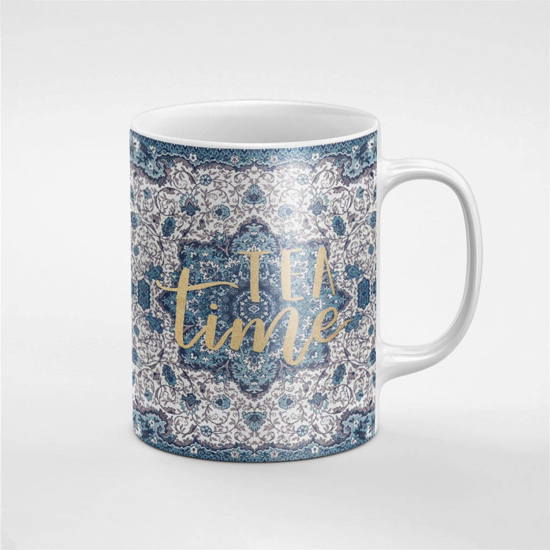 Tea Time Blue Floral Ornaments Ceramic Coffee Tea Mug Gift for Him ...