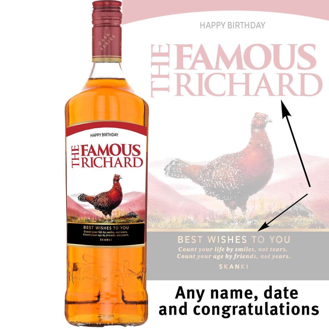 Blended Whiskey Personalised Sticky Gloss Bottle Labelbirthday Gift ...