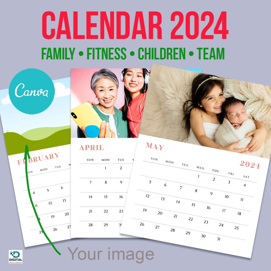 Editable 2024 Calendar Canva Template Instant Download Commercial ...