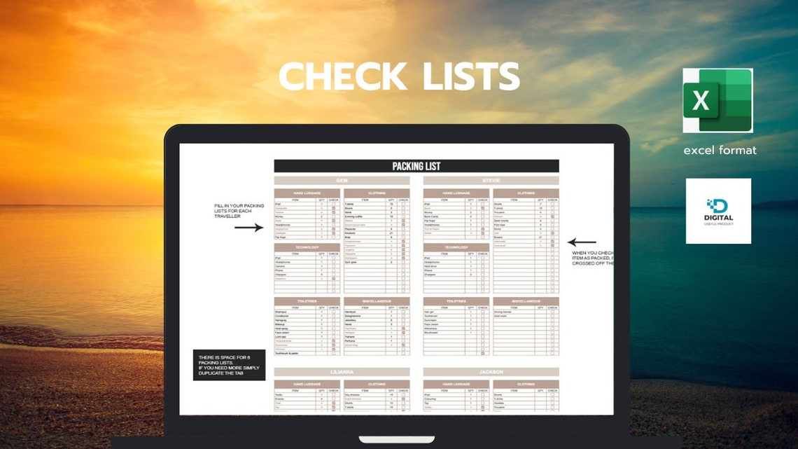 Digital Travel Planner, Excel Travel Planner, Trip Organizer, Travel ...