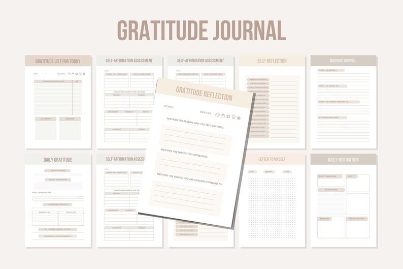 Gratitude Journal Printable BUNDLE Mindfulness Log Gratitude - Etsy