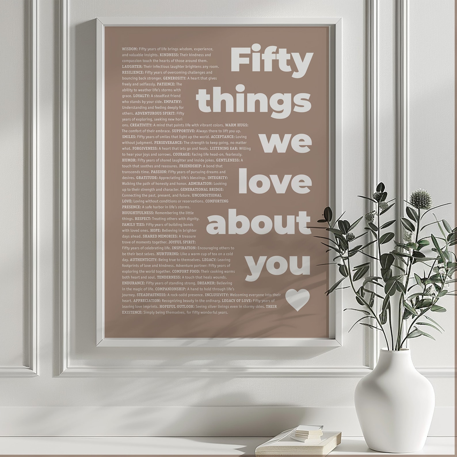 50 Reasons Why We Love You Poster Frame Personalized 50th Birthday Gift ...