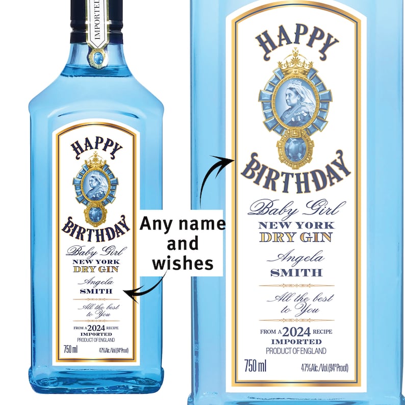 Personalized London Dry Gin Label Funny Novelty Gift Birthday ...