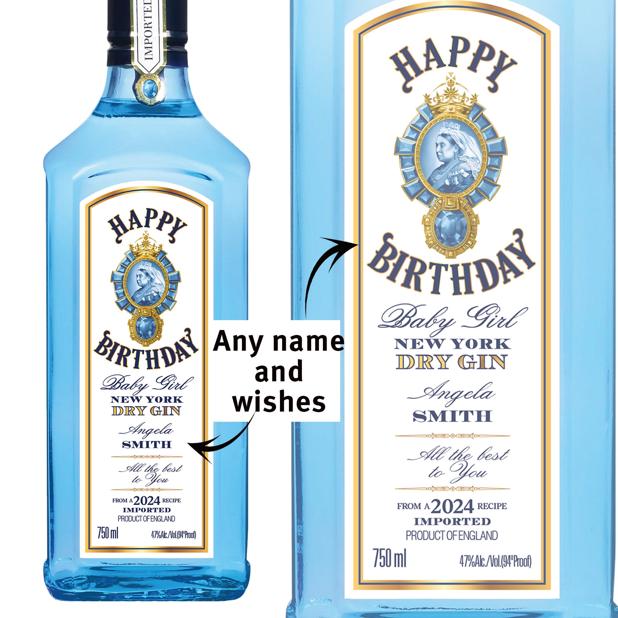 Personalized London Dry Gin Label Funny Novelty Gift Birthday ...