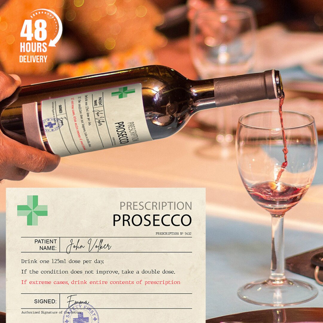 Personalized Prescription Prosecco Wine Label Funny Novelty Gift ...