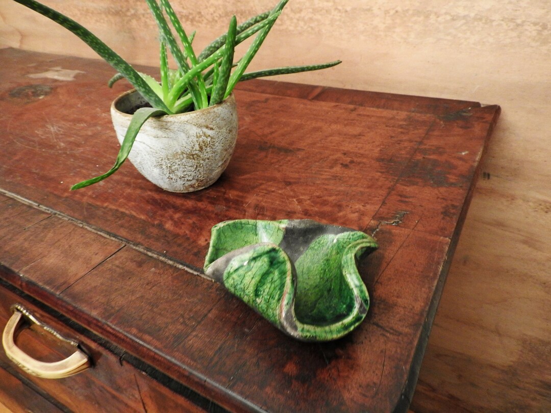 Green Raku Ceramic Bowl. C11 - Etsy
