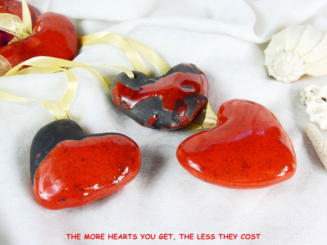 Red Ceramic Hearts for Handmade Ornaments for the Christmas - Etsy