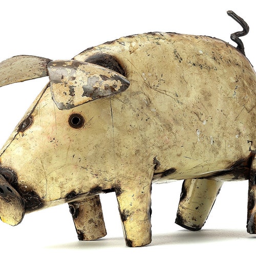 Handcrafted Recycled Metal Pig Garden Sculpture Reclaimed - Etsy UK