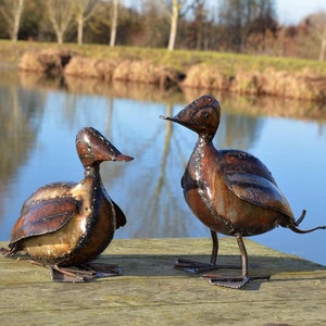 Metal Duck Garden Ornament Sculpture Art Handmade Recycled Metal Bird ...