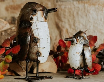Handmade Metal Penguin Garden Sculpture perfect Match Garden Yard Art ...