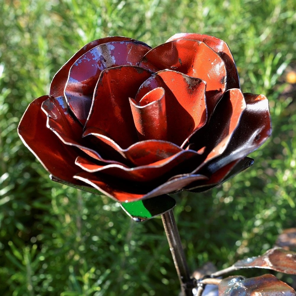 Metal Rose Garden Ornament Sculpture Art Handmade Recycled - Etsy UK