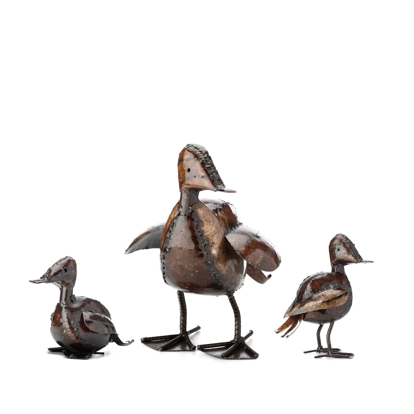 Metal Duck Garden Ornament Sculpture Art - Handmade Recycled Metal Bird ...