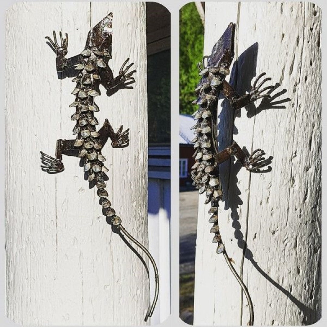 Metal Lizard Garden Ornament Sculpture Art Handmade Recycled Metal ...