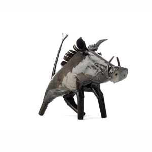 Handcrafted Recycled Metal Warthog Garden Sculpture - Reclaimed ...