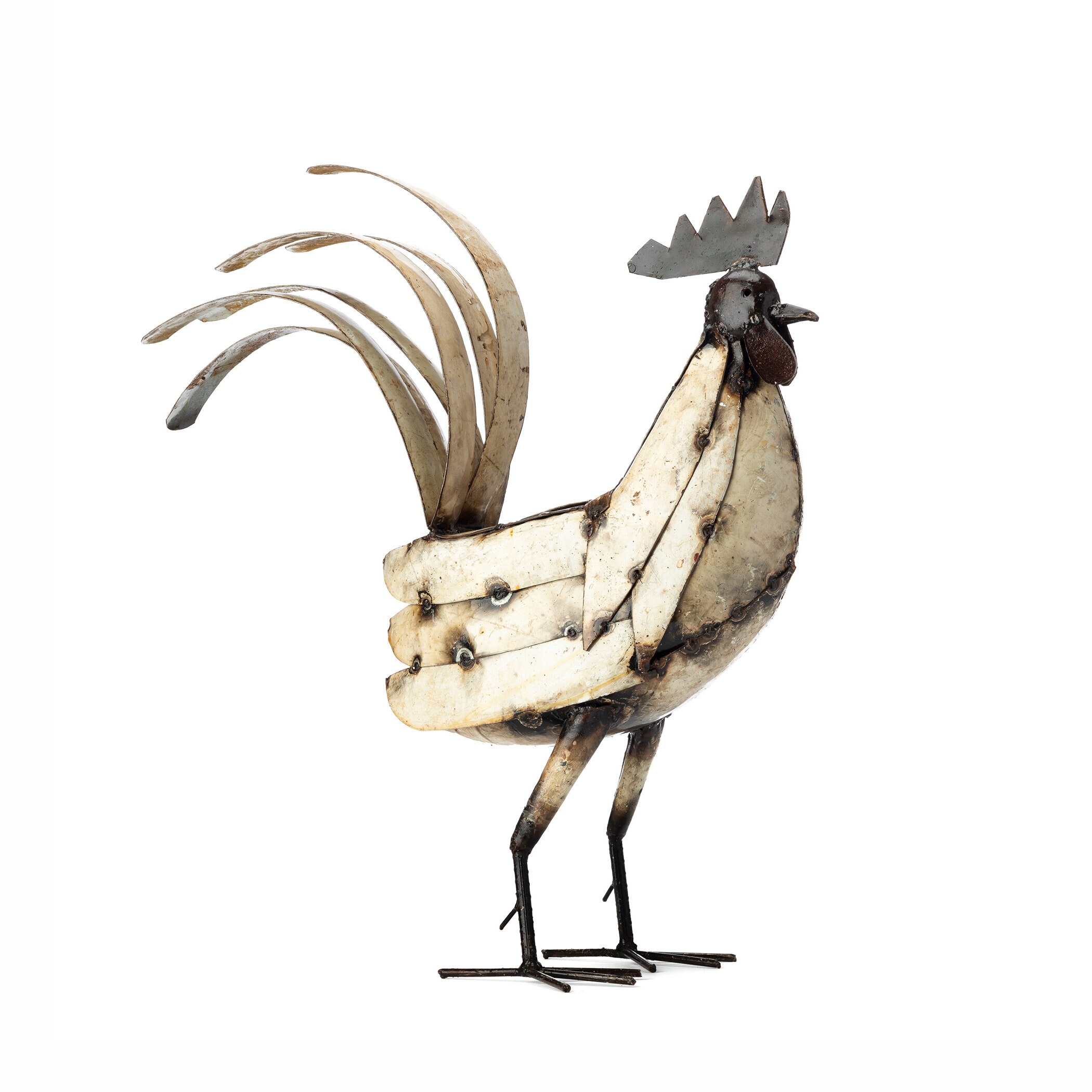 Metal Cockerel Garden Ornament Sculpture Art - Handmade Recycled Metal ...
