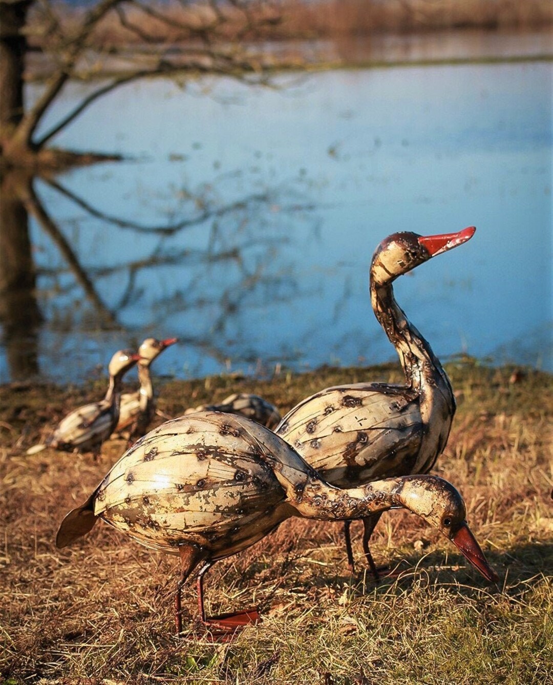 Metal Goose Garden Ornament Sculpture Art - Handmade Recycled Metal ...