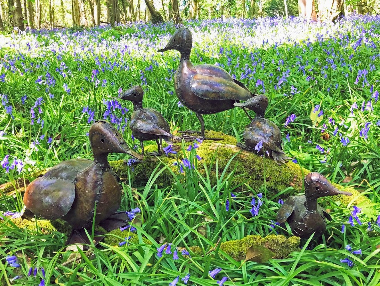 Metal Duck Garden Ornament Sculpture Art - Handmade Recycled Metal Bird ...