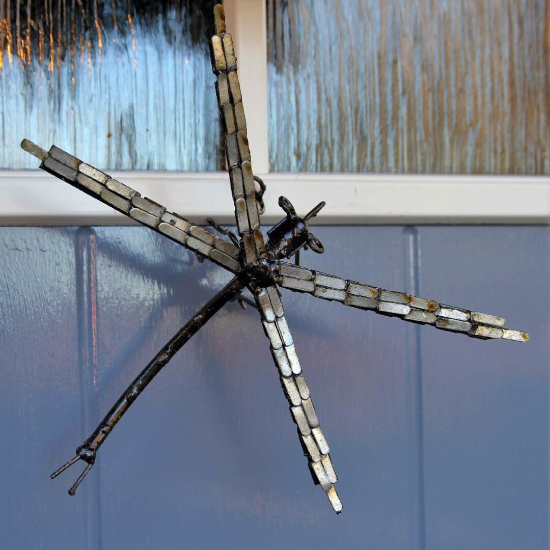 Metal Dragonfly Garden Ornament Sculpture Art - Wall Art Recycled Bug ...