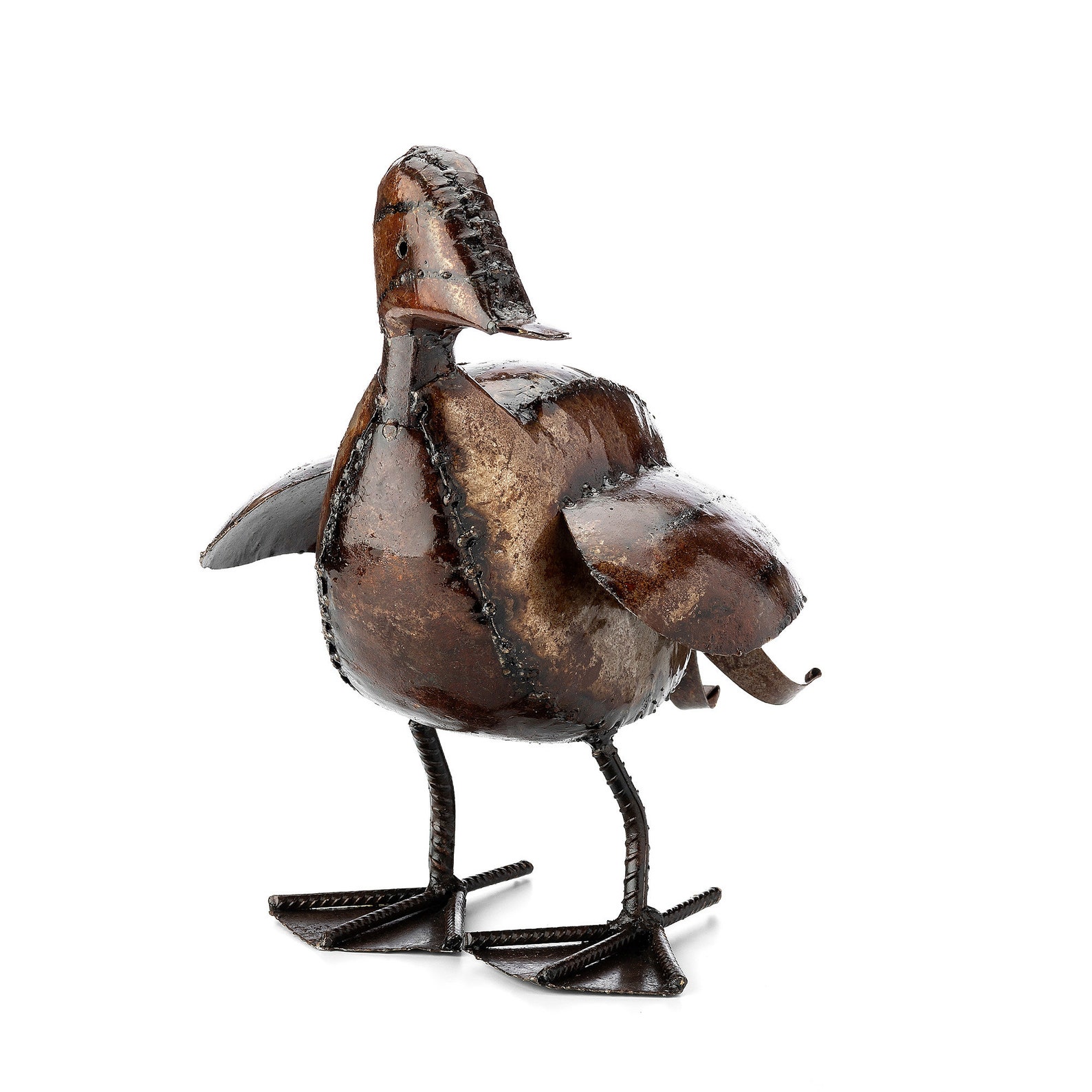 Metal Duck Garden Ornament Sculpture Art - Handmade Recycled Metal Bird ...