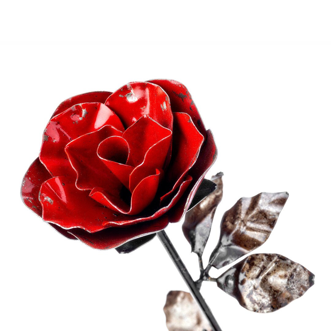 Metal Rose Garden Ornament Sculpture Art Handmade Recycled Metal Flower ...