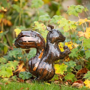 Metal Squirrel Garden Ornament Sculpture Art - Handmade Recycled Metal ...