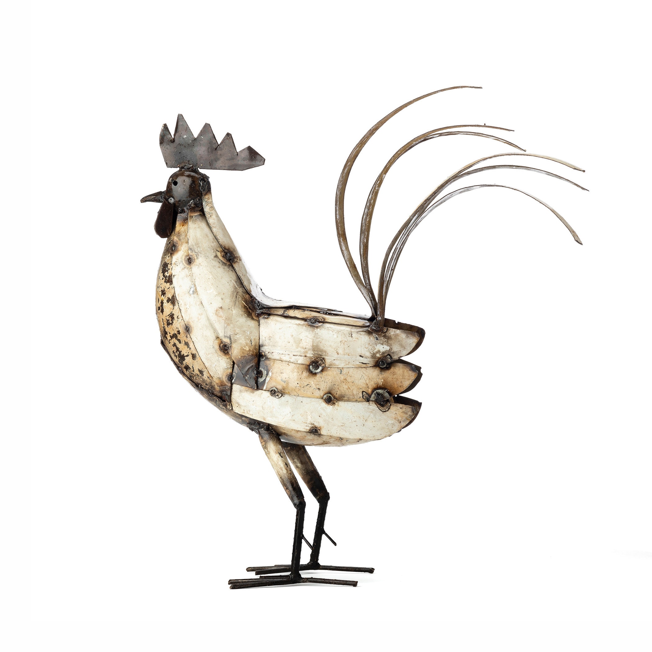 Metal Cockerel Garden Ornament Sculpture Art - Handmade Recycled Metal ...