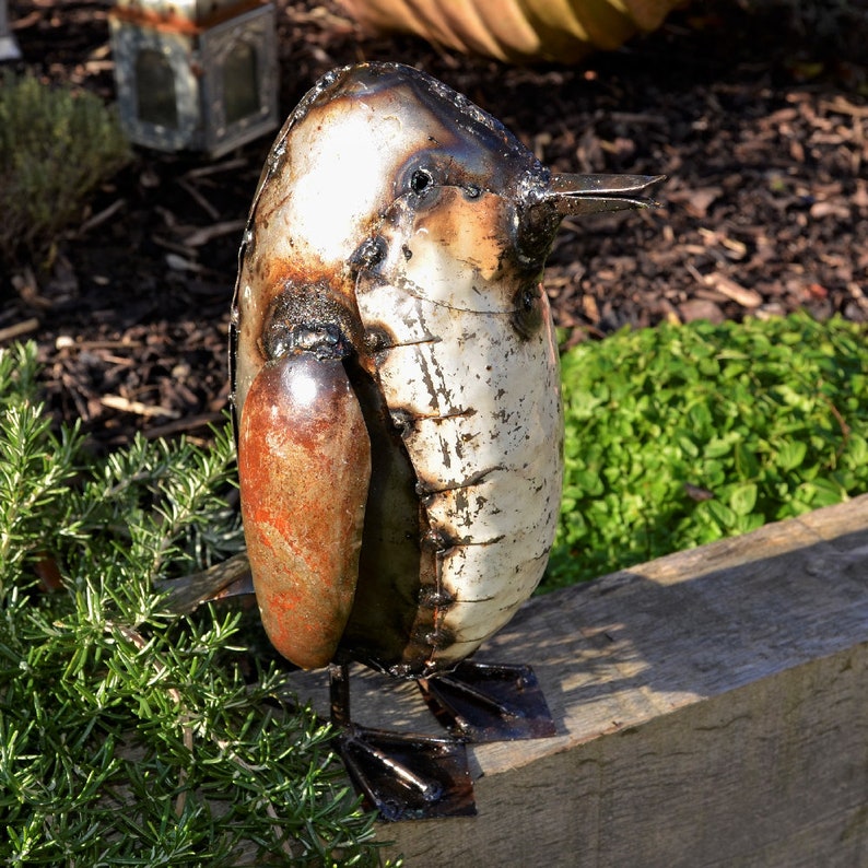 Metal Penguin Garden Ornament Sculpture Art - Handmade Recycled Metal ...