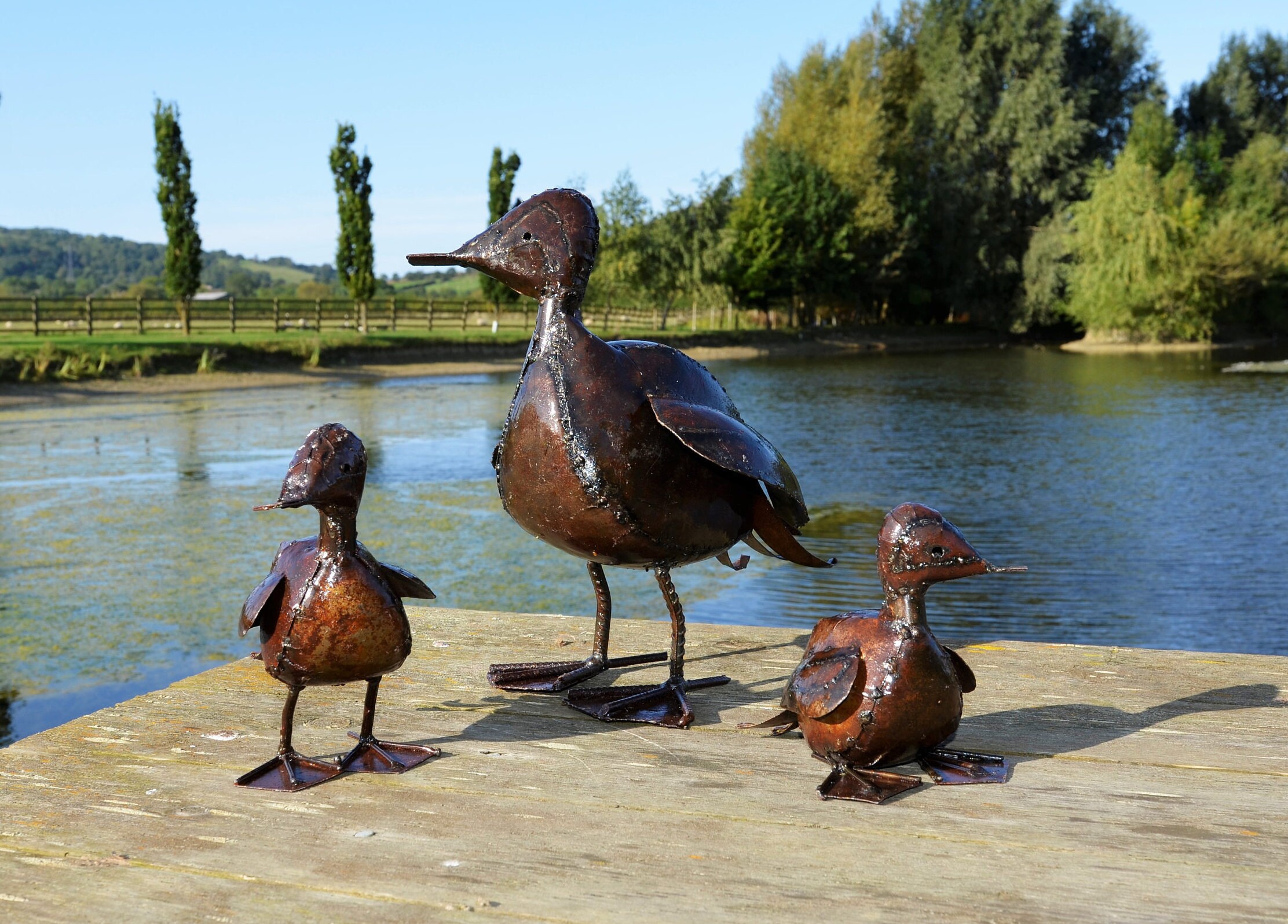 Metal Duck Garden Ornament Sculpture Art - Handmade Recycled Metal Bird ...