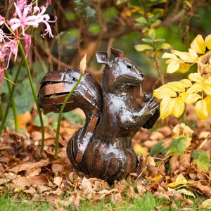 Metal Squirrel Garden Ornament Sculpture Art - Handmade Recycled Metal ...