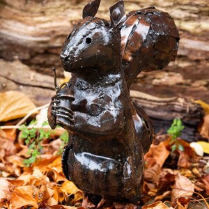 Metal Squirrel Garden Ornament Sculpture Art - Handmade Recycled Metal ...