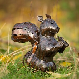 Metal Squirrel Garden Ornament Sculpture Art - Handmade Recycled Metal ...