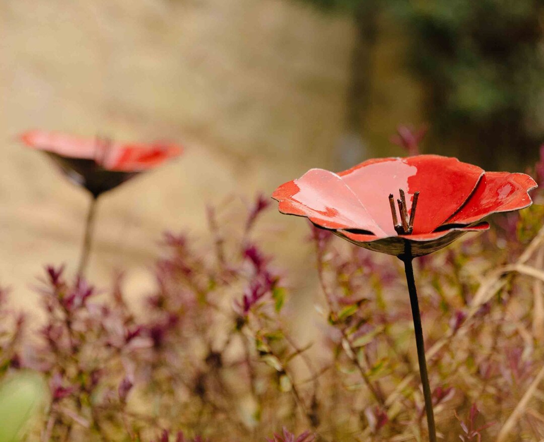 Metal Poppies Garden Ornament Sculpture Art - Handmade Recycled Metal ...