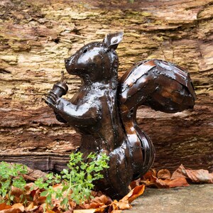 Metal Squirrel Garden Ornament Sculpture Art - Handmade Recycled Metal ...