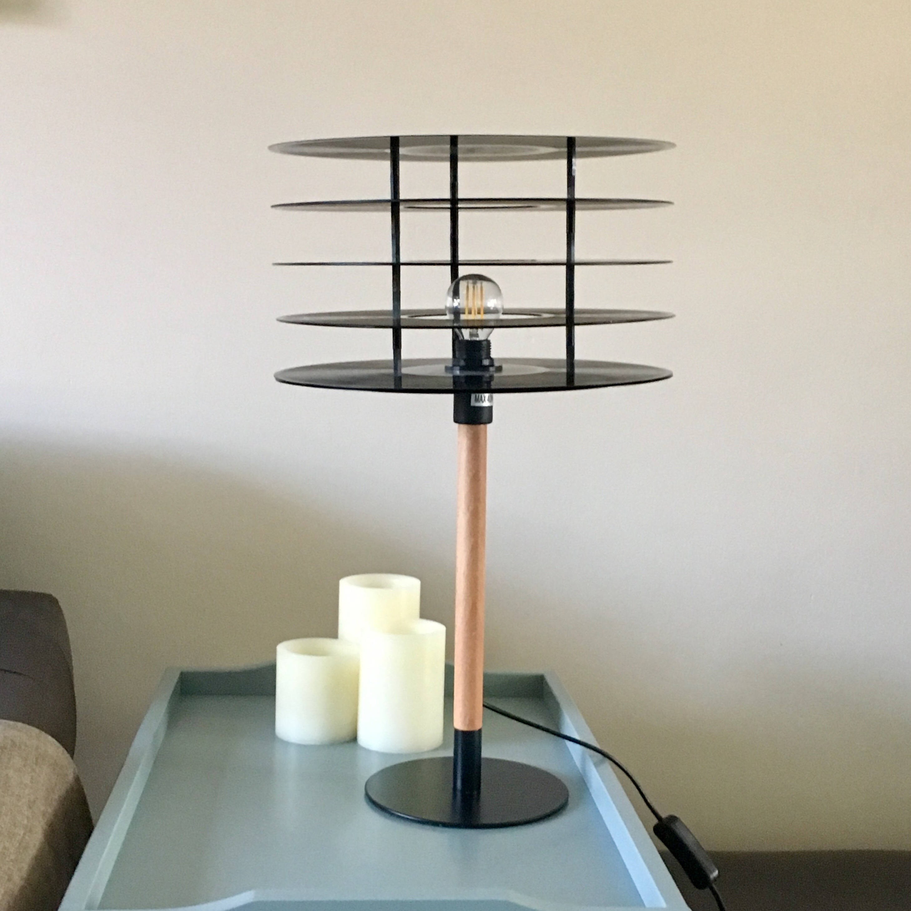 Retro Stack Style Upcycled 12 Inch Vinyl Record Table Lamp, Ideal for ...