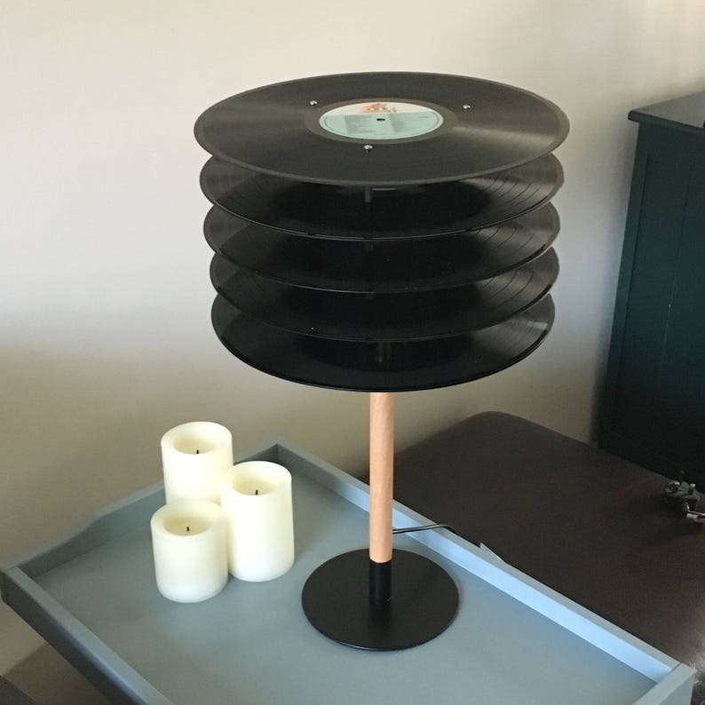 Retro Stack Style Upcycled 12 Inch Vinyl Record Table Lamp, Ideal for ...