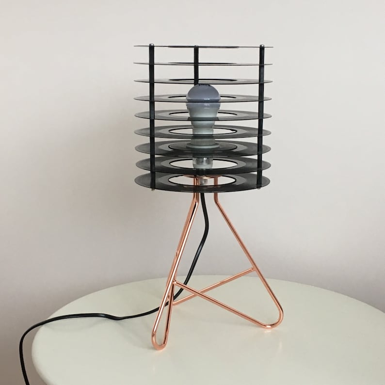 Retro Stack Style Upcycled 7 Inch Single Vinyl Records Table Lamp ...
