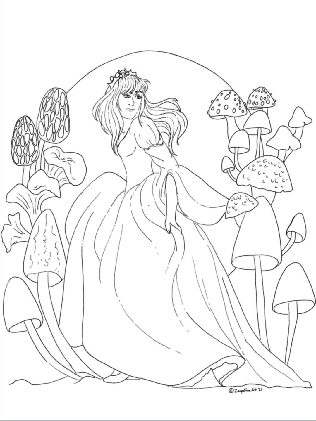 Mushroom Theme Coloring Page - Etsy