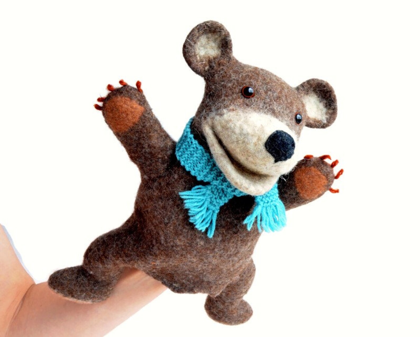 Bear hand puppet Puppets theater Bear felt toy | Etsy