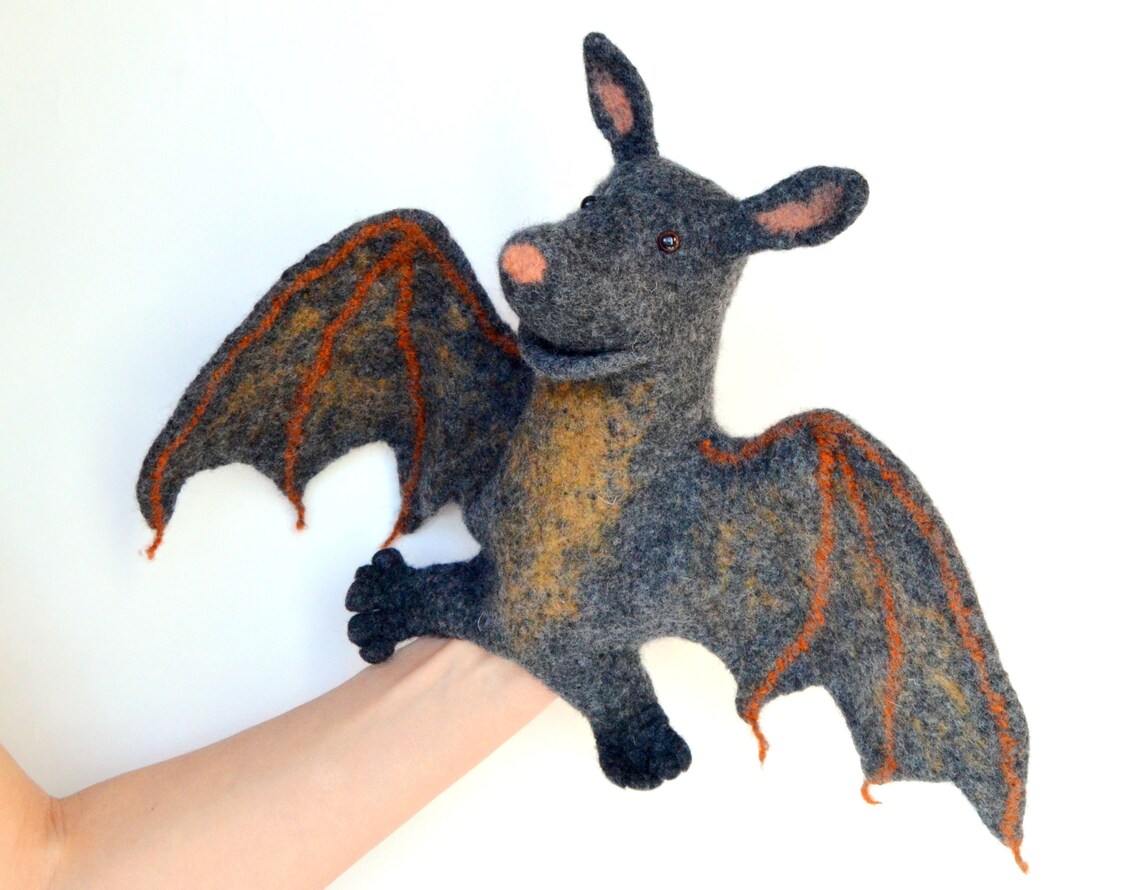 Bat hand puppet Puppets theater Stuffed bat toy | Etsy