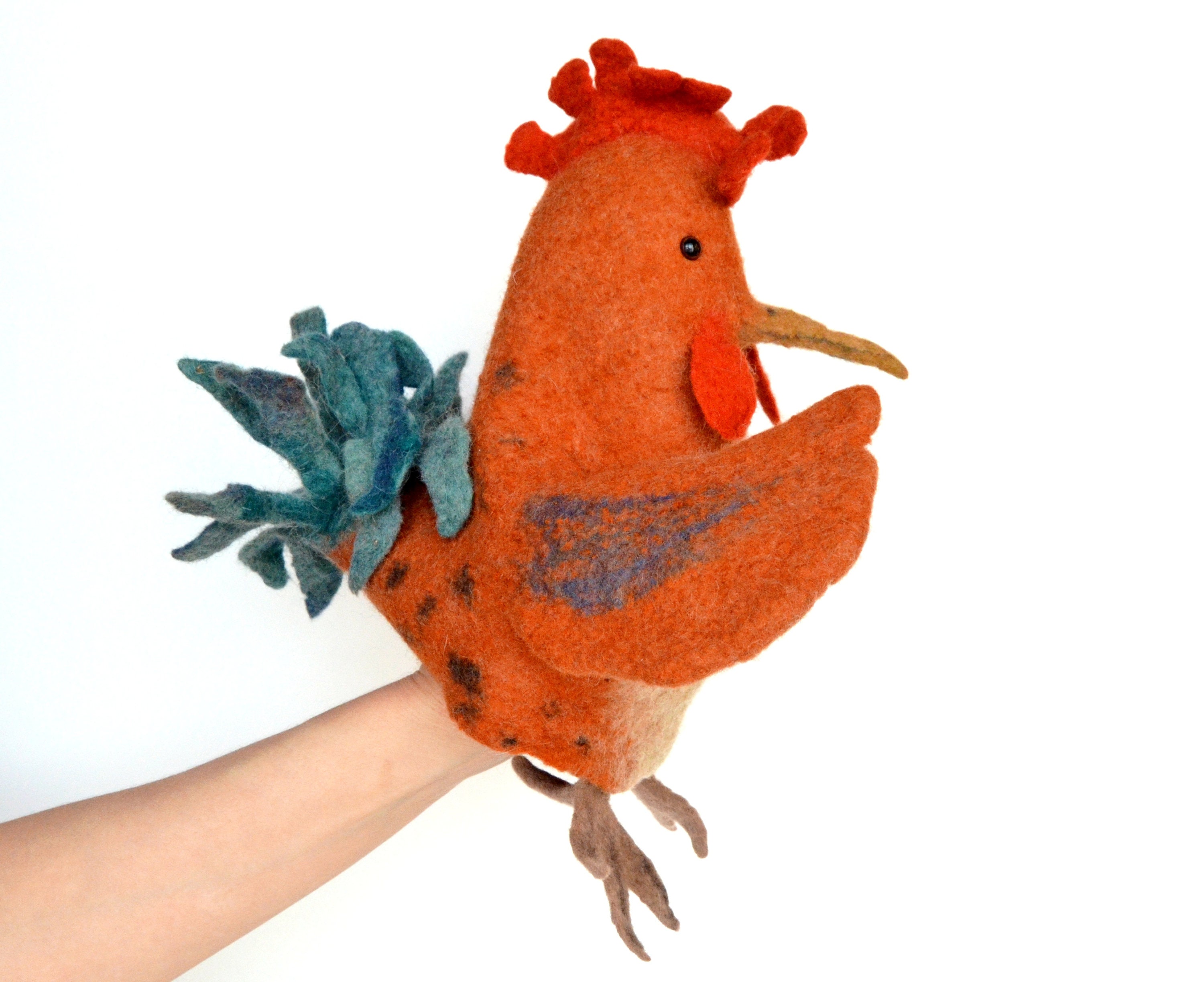 Rooster hand puppet Puppets theater Rooster baby toy | Etsy