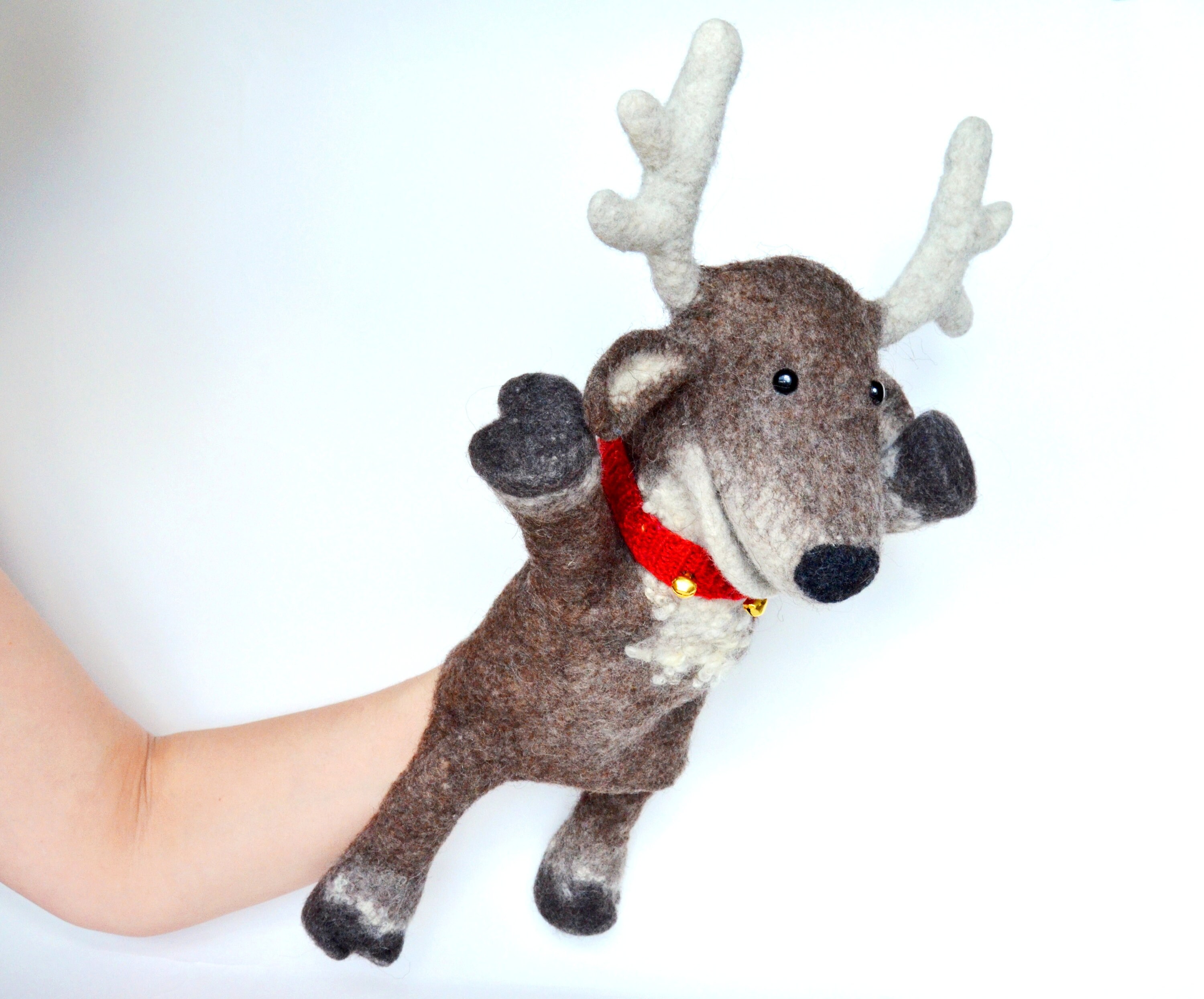 Christmas deer toy Deer hand puppet Puppets theater | Etsy