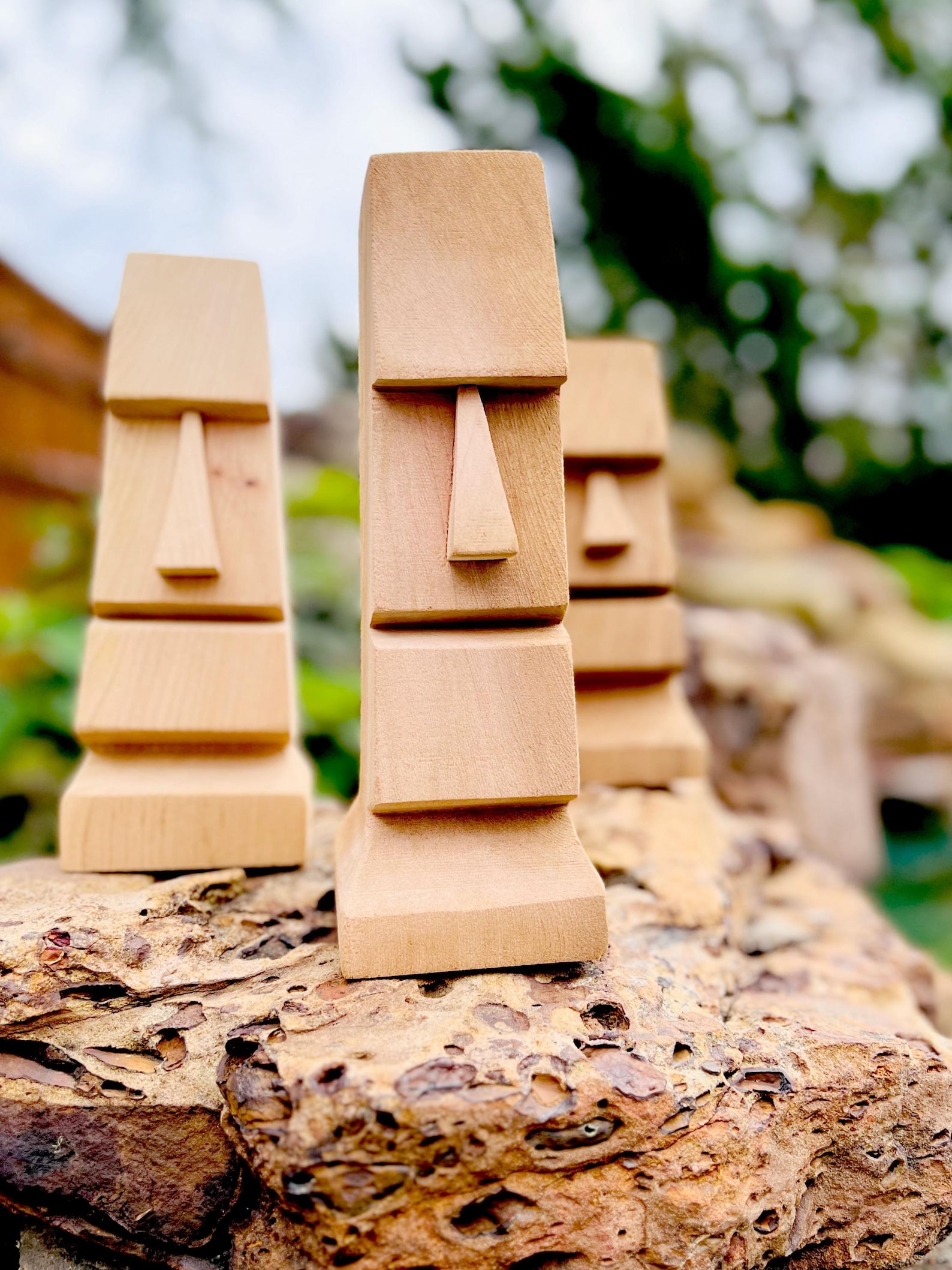 Wooden Moai Tiki Figurine - Etsy