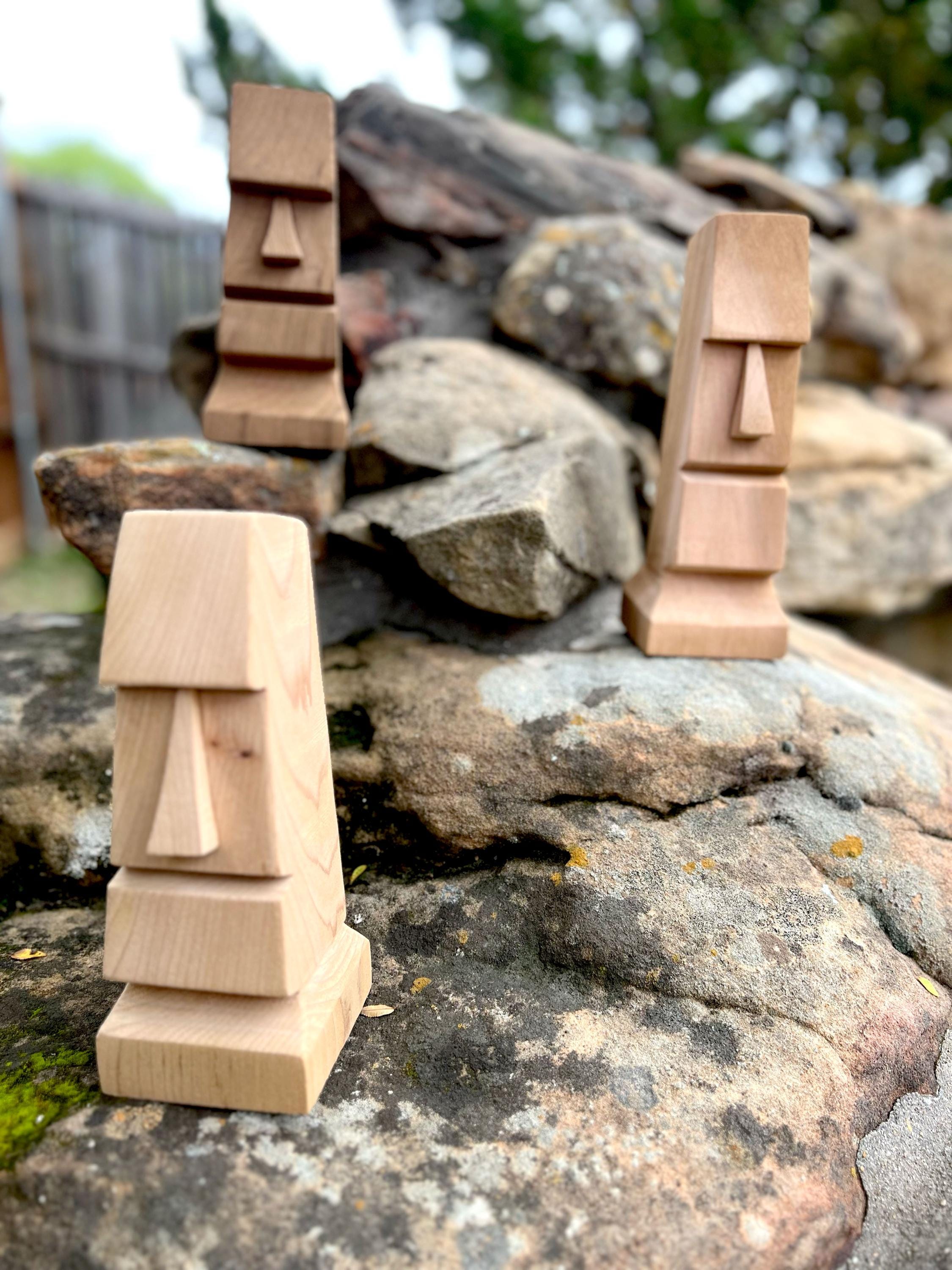 Wooden Moai Tiki Figurine - Etsy