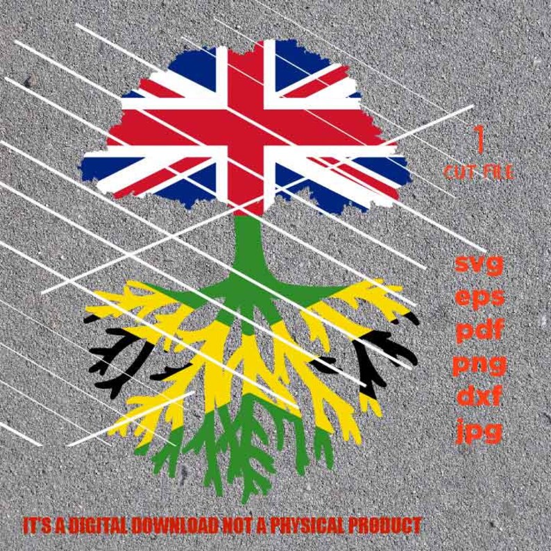 Uk Grown Jamaican Roots SVG, DXF, England United Kindom Flag, Jamaican ...