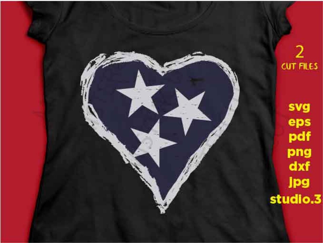 Tennessee Heart Distressed Cut File Tennessee Svg Dxf Jpg - Etsy