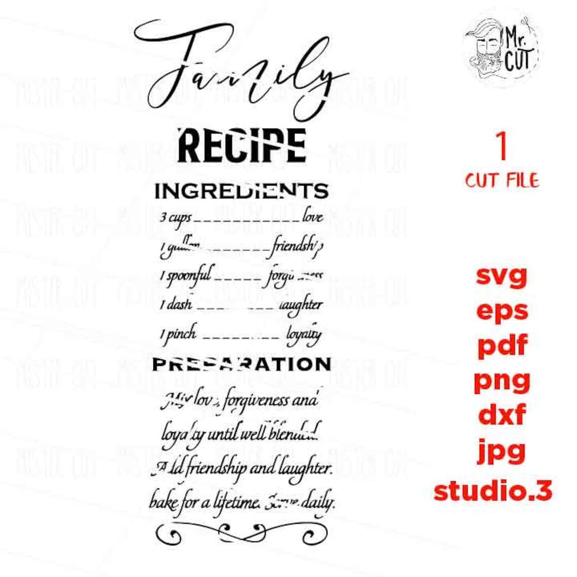 Family Recipe SVG Dxf Jpg Mirrored Cut File Png Family - Etsy