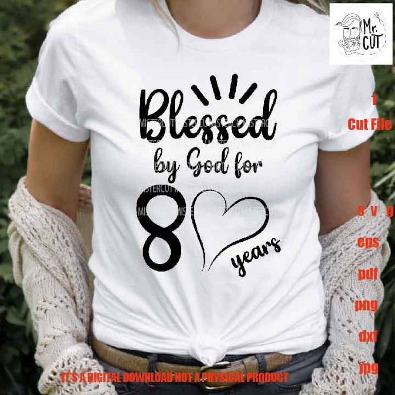Blessed by God for 80 Years Svg Birthday SVG Png Dxf Eps - Etsy