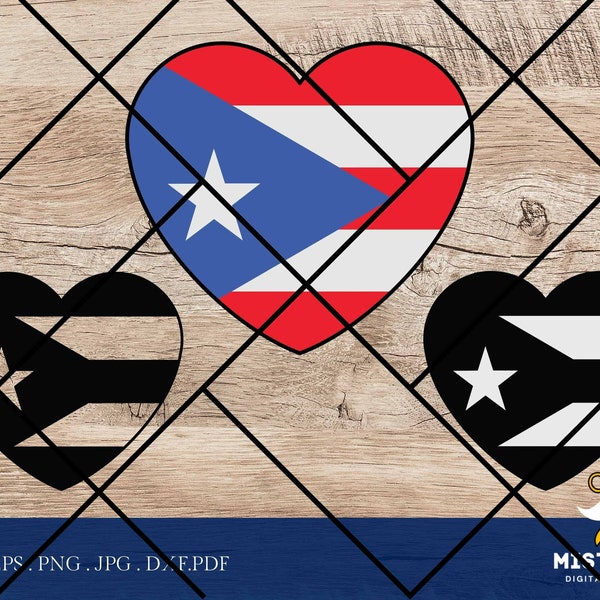 Puerto rico flag heart svg - Etsy México